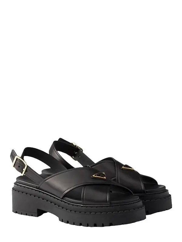 Prada Leather Sandals - Black