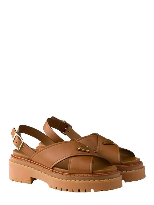 Prada Leather Sandals - Brown