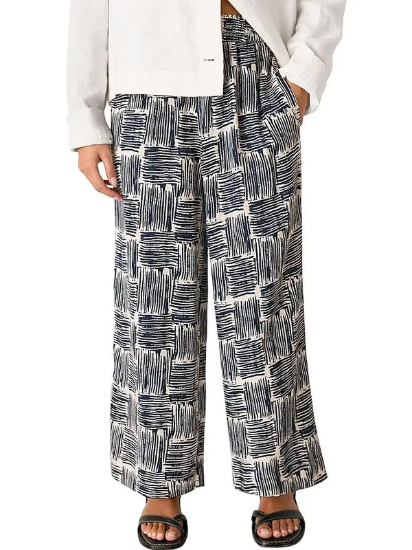 Whistles Hatch Squares Cropped Pants - Navy/multi