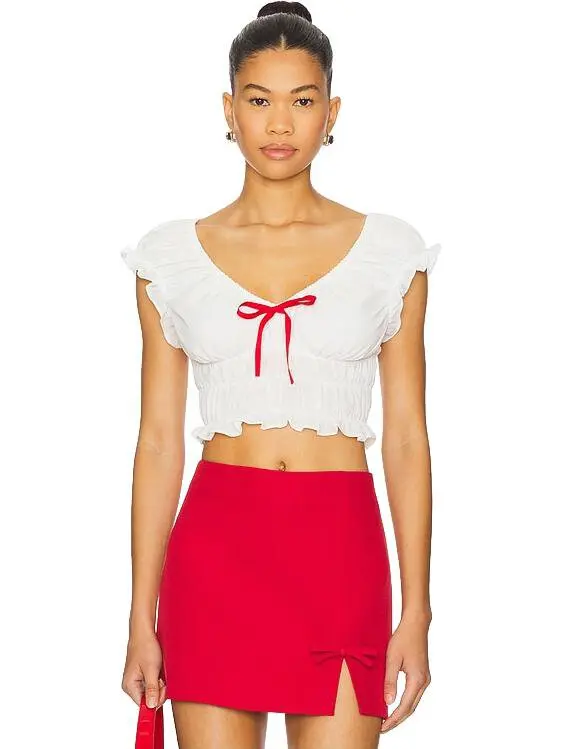 MORE TO COME Maria Ruched Top - White