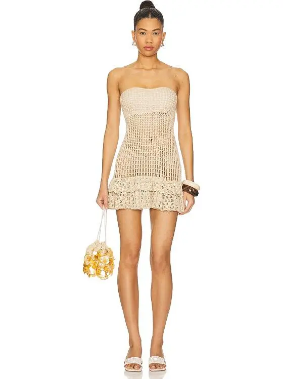 INDAH Bonnie Crochet Mini Dress - Toffee
