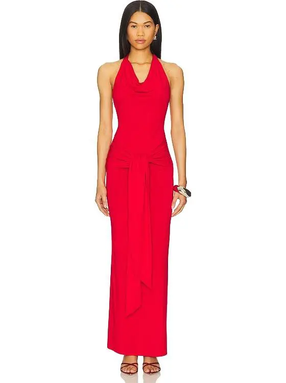Superdown Mariza Halter Maxi Dress - Red