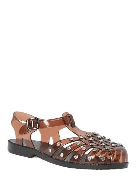 LOEFFLER RANDALL Studded Jelly Sandals - Brown/clear