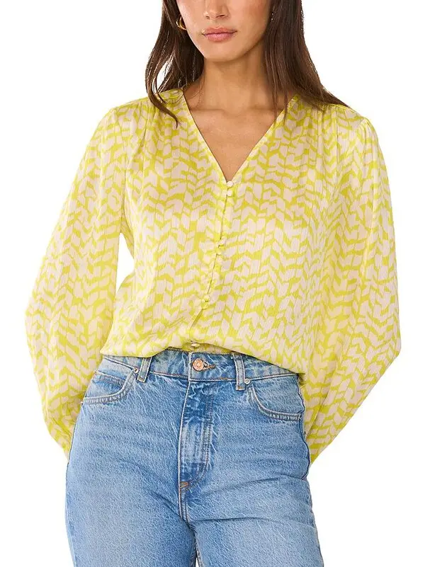 Vince Camuto Double Button Top - Lime Green