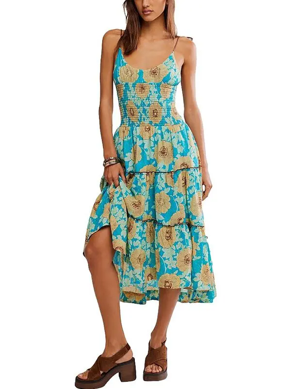 Free People Adriel Midi Dress - Hawaiian Ocean Combo
