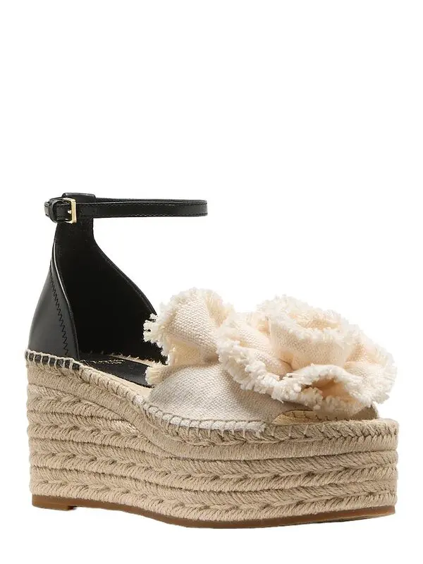 Kate Spade New York Flourish Espadrille Wedge Sandals - Black/cream