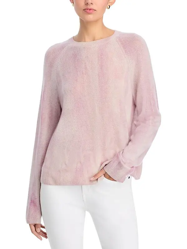 Lafayette 148 New York Printed Cashmere Raglan Sleeve Sweater - Pearl/lave