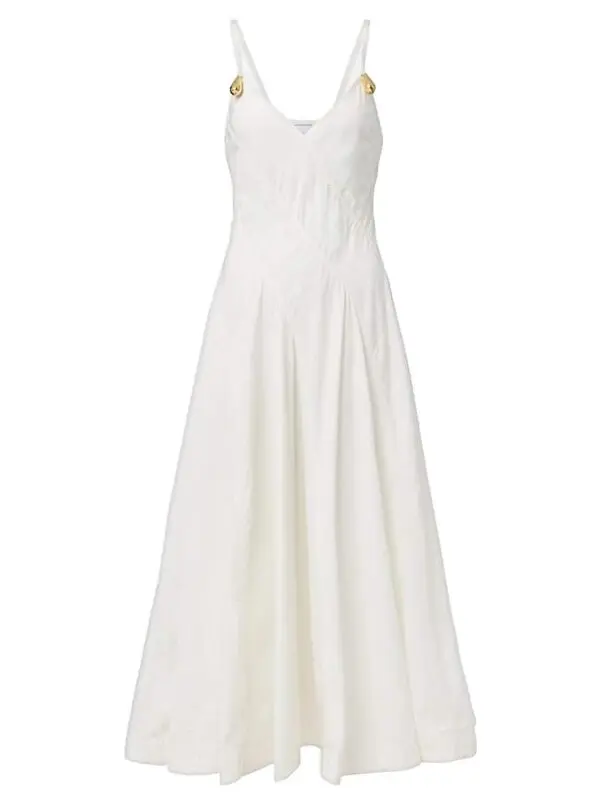 Bottega Veneta Paneled Cotton-blend Midi Dress - White