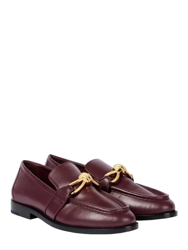 Bottega Veneta Astaire Knot Leather Loafers - Burgundy