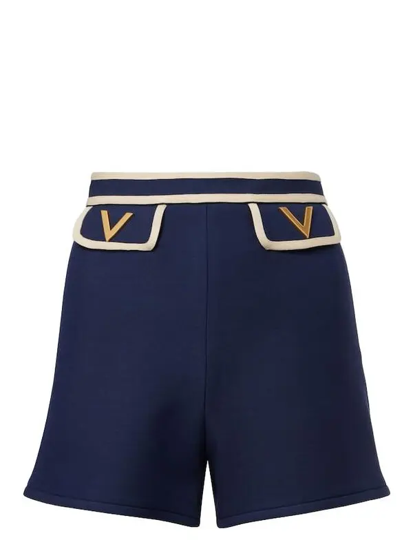 Valentino Garavani Crepe Couture Vgold High-rise Shorts - Blue