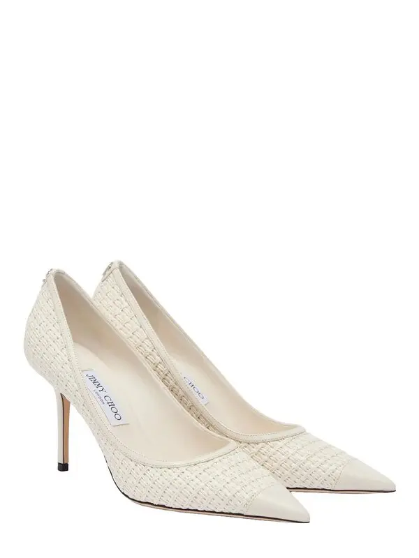 JIMMY CHOO Love 85 Raffia-effect Pumps - White