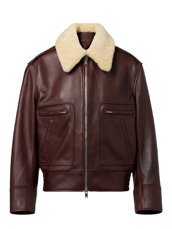 Bottega Veneta Shearling-trimmed Leather Jacket - Brown