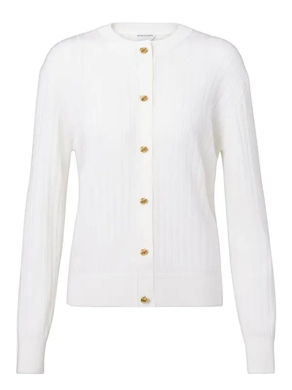 Bottega Veneta Knot Ribbed-knit Wool Cardigan - White