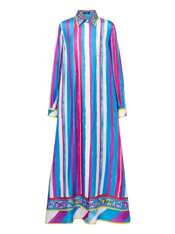 Dolce & Gabbana Striped Silk Kaftan - Blue
