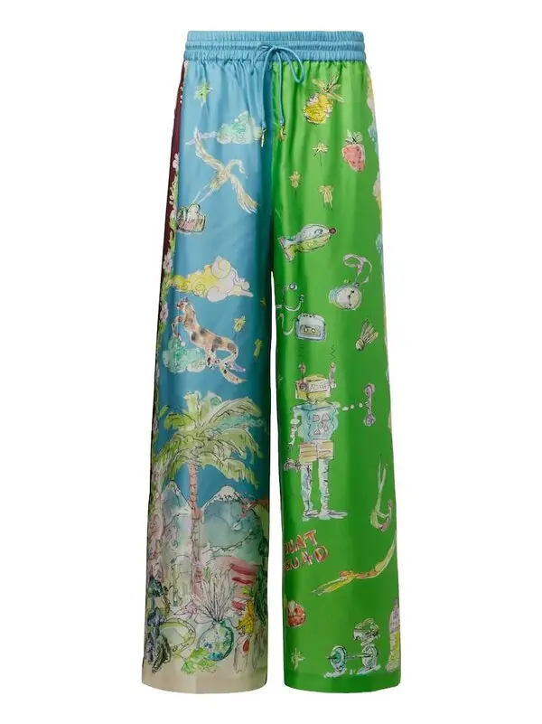 ALEMAIS Alémais Daria Printed Silk Wide-leg Pants - Multicoloured