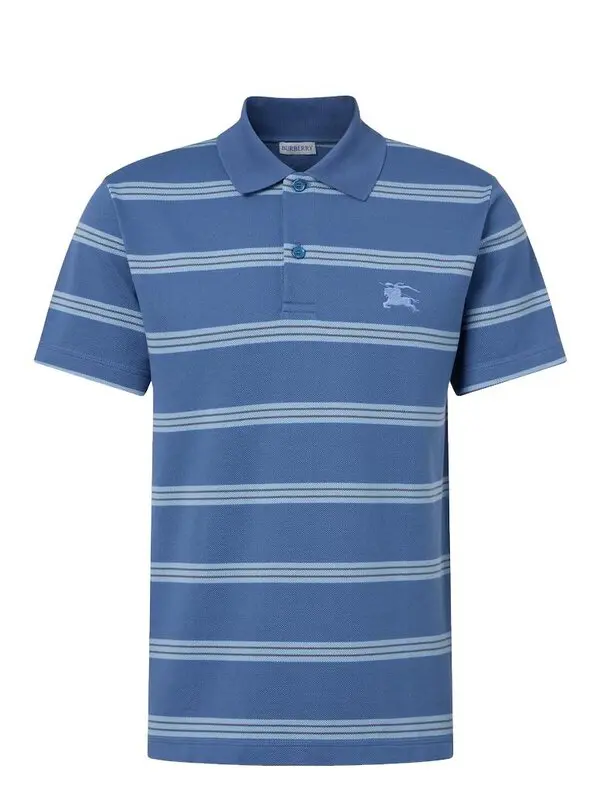 Burberry Ekd Striped Cotton Piqué Polo Shirt - Blue