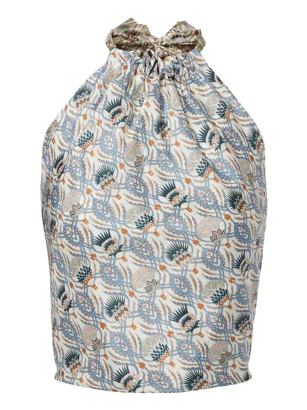 Loro Piana Annet Printed Halterneck Silk Top - Multicoloured