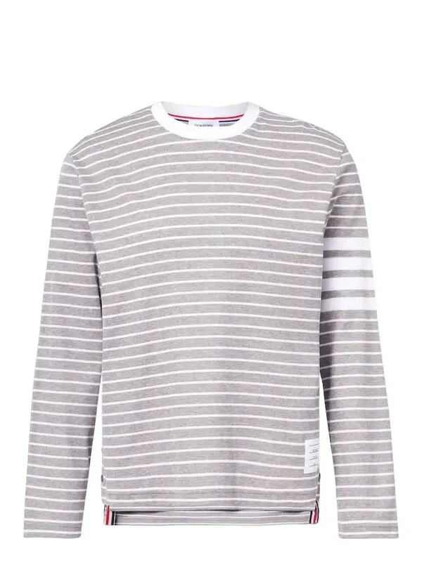 Thom Browne Milano 4-bar Striped Cotton T-shirt - Grey