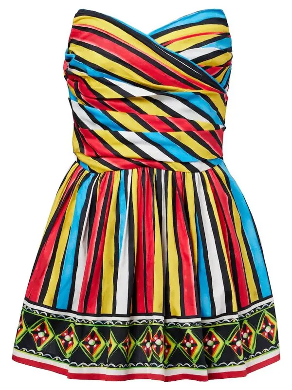 Dolce & Gabbana Ruched Striped Minidress - Multicoloured