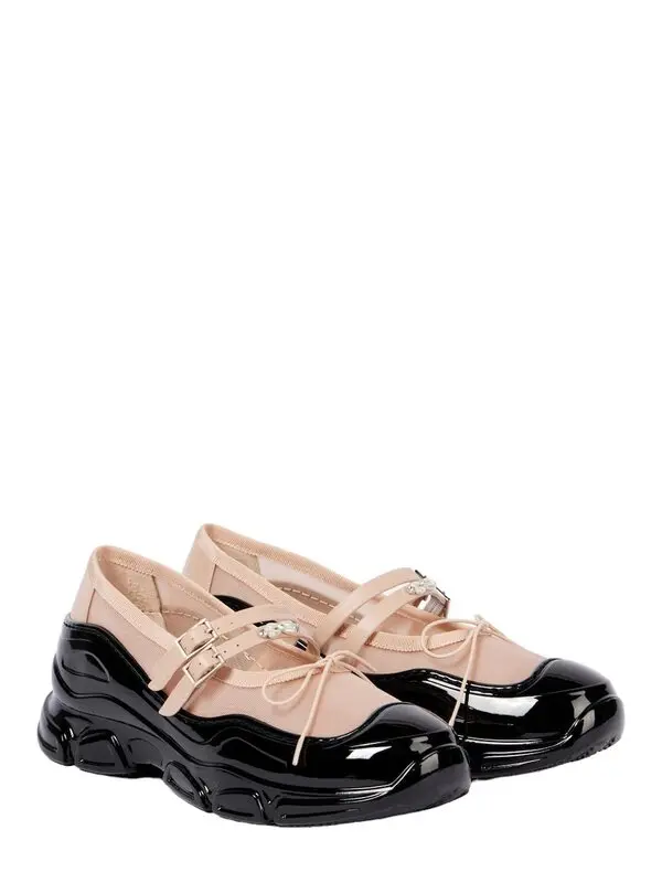 Simone Rocha Tracker Leather-trimmed Mary Jane Flats - Pink
