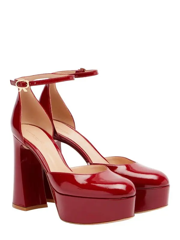 GIANVITO ROSSI Hilary 100 Patent Leather Platform Pumps - Red