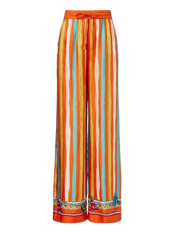 Dolce & Gabbana Striped Silk Palazzo Pants - Multicoloured