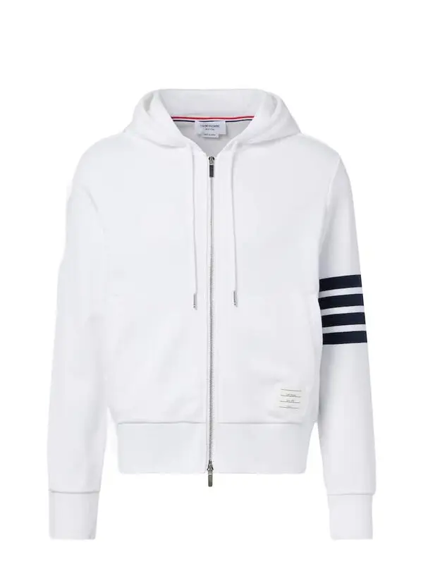Thom Browne 4-bar Cotton Jersey Hoodie - White
