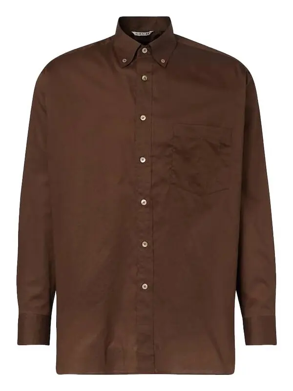 Auralee Oversized Cotton Shirt - Brown