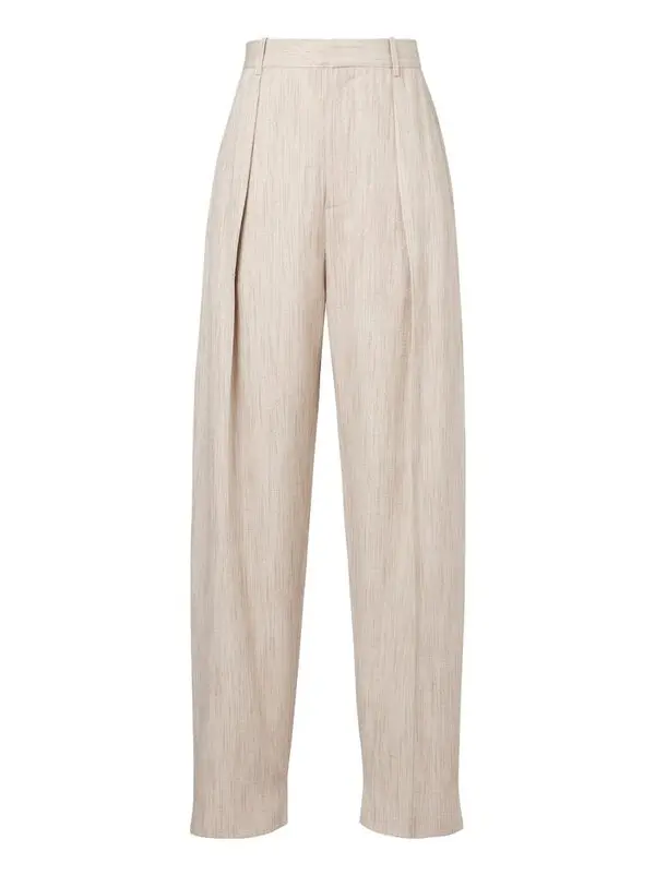 Bottega Veneta High-rise Tapered Trousers - Beige
