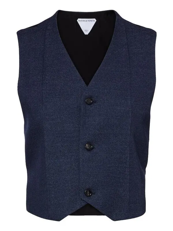 Bottega Veneta Wool Drill Vest - Blue