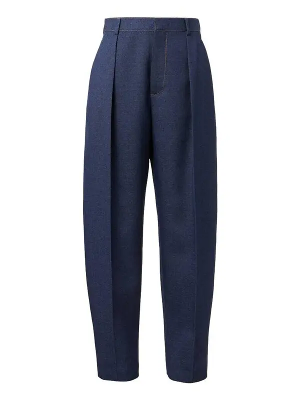 Bottega Veneta Wool Drill Tapered Trousers - Blue
