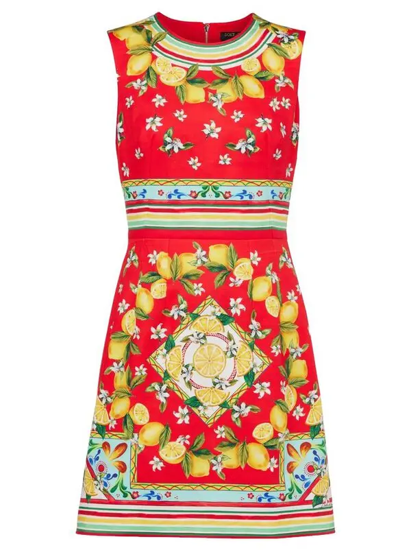 Dolce & Gabbana Printed Cotton Minidress - Red