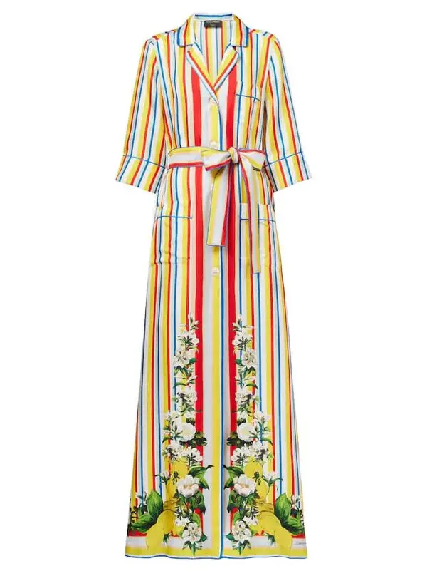 Dolce & Gabbana Striped Silk Shirt Dress - Multicoloured