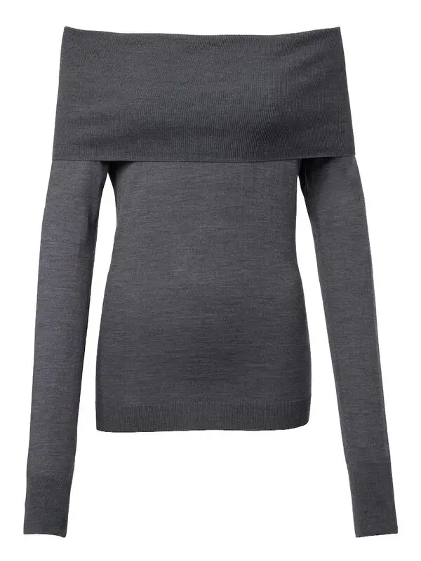 Stella McCartney Off-shoulder Virgin Wool Top - Grey