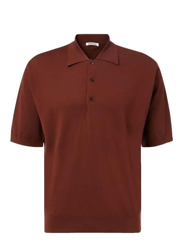 Auralee Cotton Polo Shirt - Brown