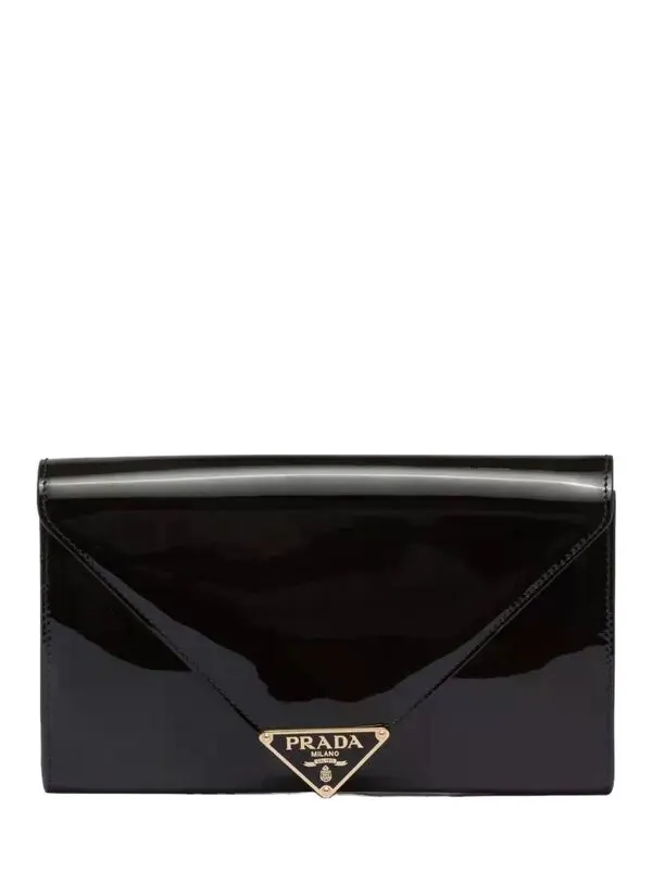 Prada Patent-leather Envelope Bag - Black