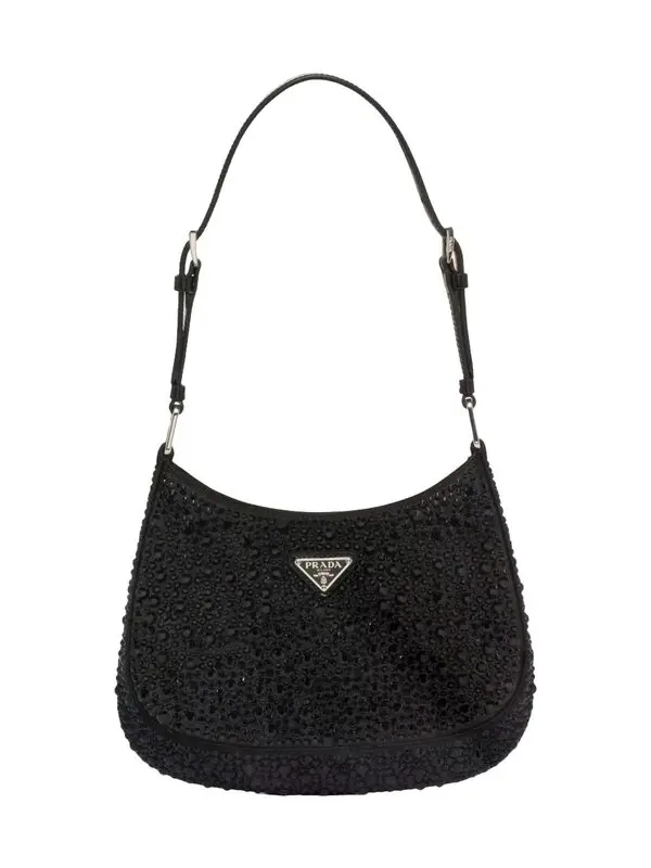 Prada Cleo Crystal-embellished Shoulder Bag - Black