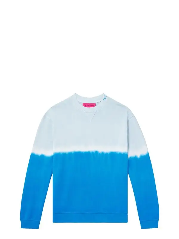 THE ELDER STATESMAN Embroidered Tie-dyed Sweatshirt - Blue