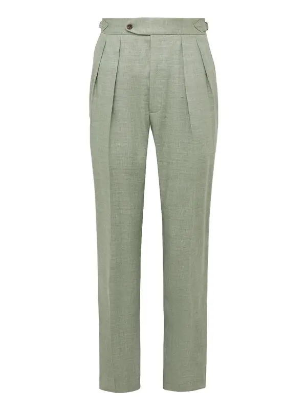 Richard James Hepworth Straight-leg Pleated Suit Trousers - Green