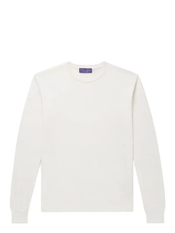 Ralph Lauren Purple Label Cotton Crewneck Sweater - Neutrals