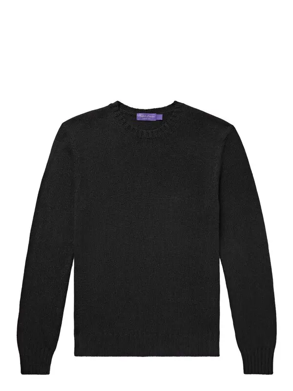 Ralph Lauren Purple Label Silk And Linen-blend Sweater - Black