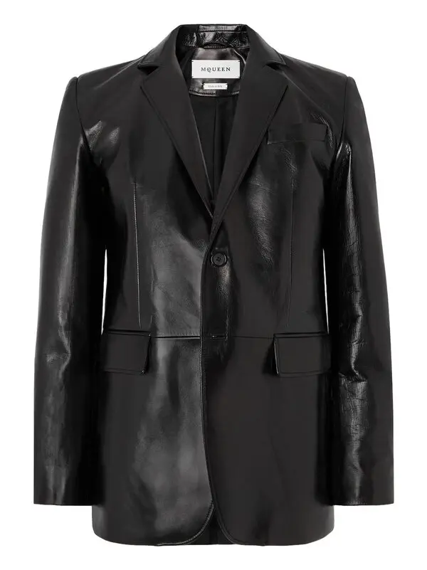 Alexander McQueen Leather Blazer - Black
