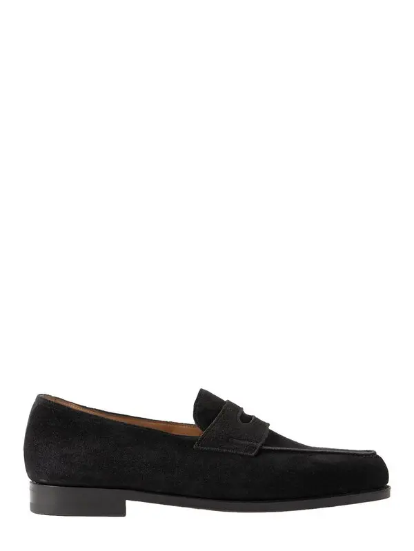 John Lobb Lopez Suede Penny Loafers - Black