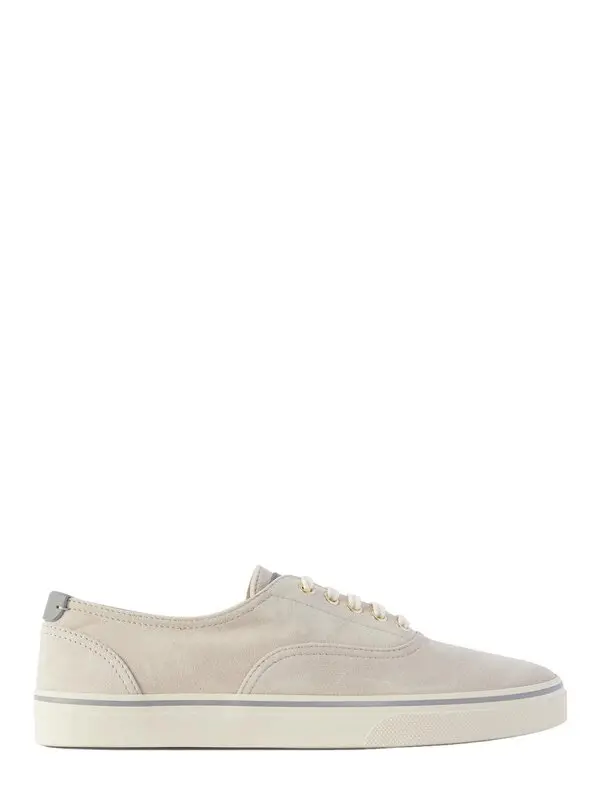 Brunello Cucinelli Leather-trimmed Suede Sneakers - Neutrals