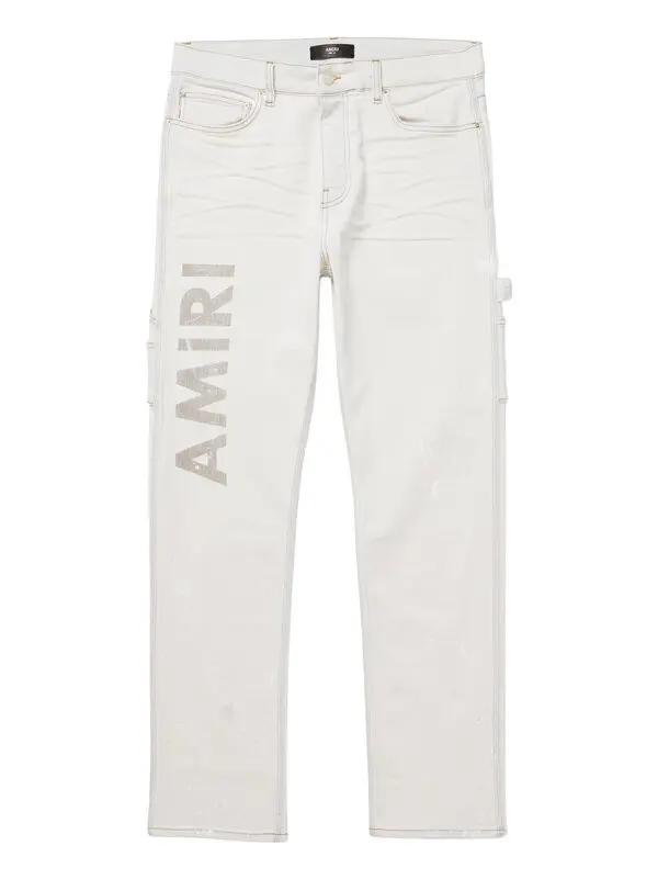 Amiri Slim-fit Straight-leg Logo-print Jeans - Blue