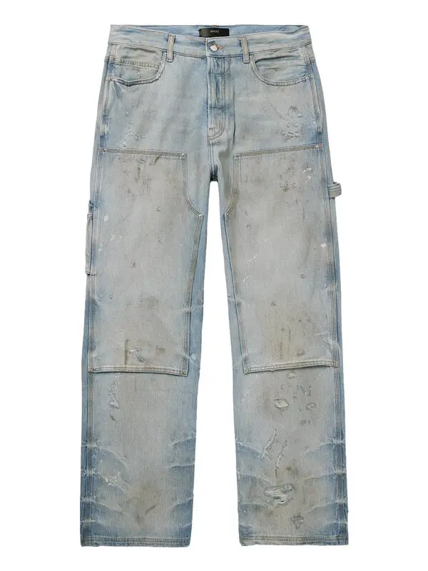 Amiri Carpenter Straight-leg Distressed Jeans - Blue