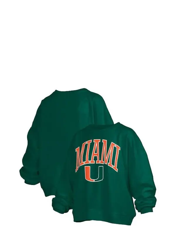 PRESSBOX Miami Hurricanes Janise Arch Over Logo Sweatshirt - Green