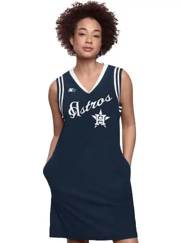 STARTER Houston Astros Fast Track Sneaker V-neck Dress - Navy