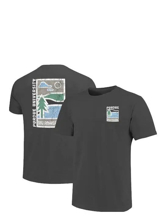IMAGE ONE Purdue Boilermakers Comfort Colors Minimal Vista Distressed Graphics T-shirt - Graphite