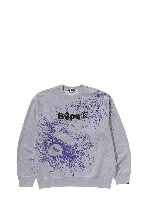 A BATHING APE Spray Print Relaxed Fit Crewneck Sweatshirt - Grey